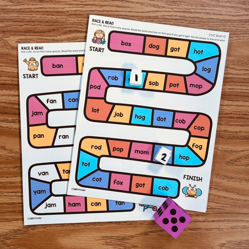 Spring CVC No Prep Games - Race And Read - Simply Kinder + Printable ...