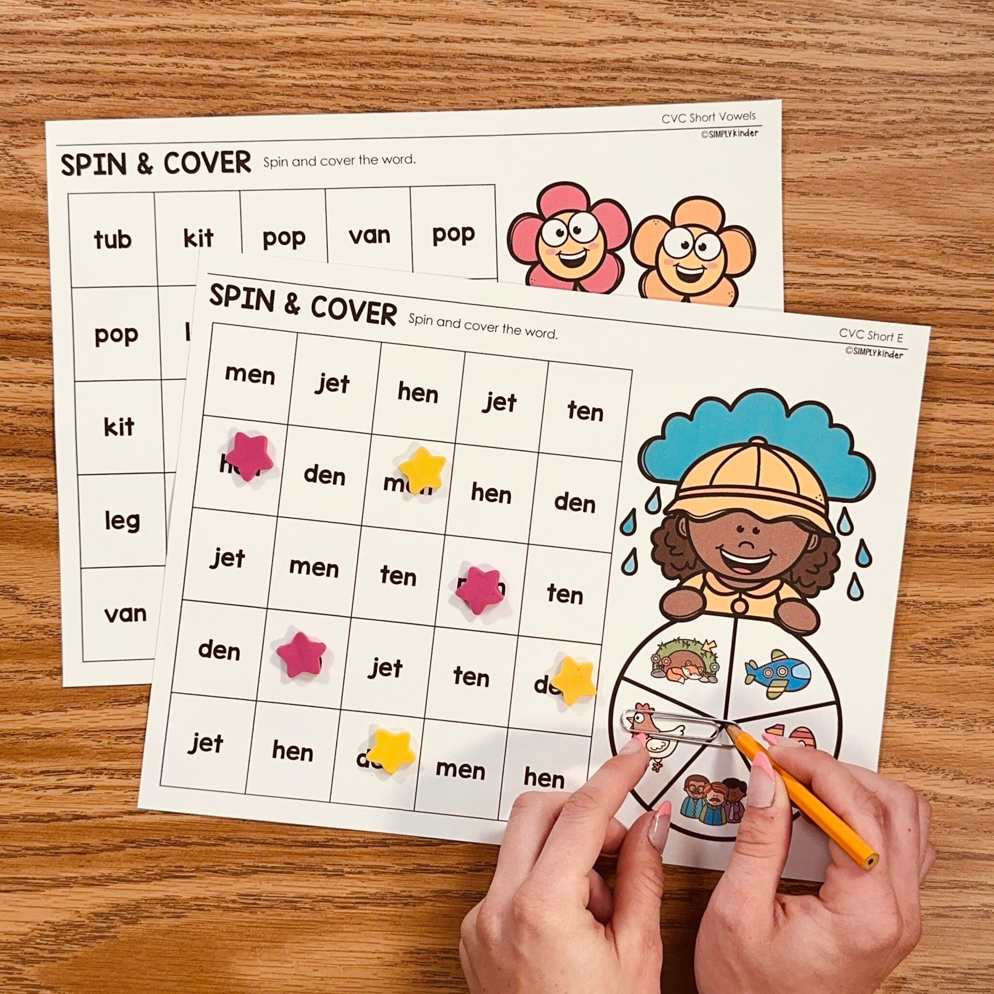 Spring CVC Spin And Cover No Prep Game - Simply Kinder + Printable ...
