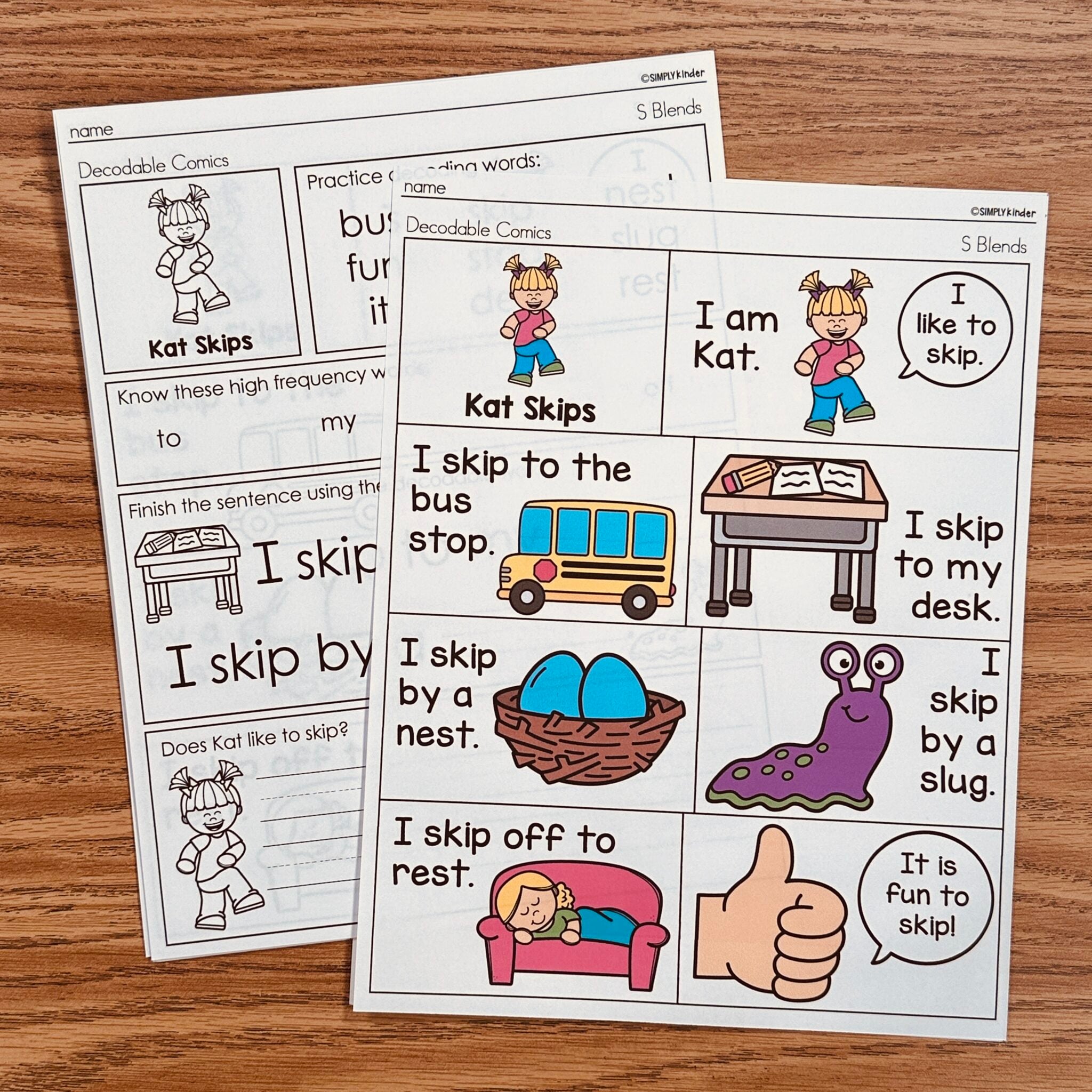 Blends Decodable Comics - Words With S Blends - Simply Kinder ...