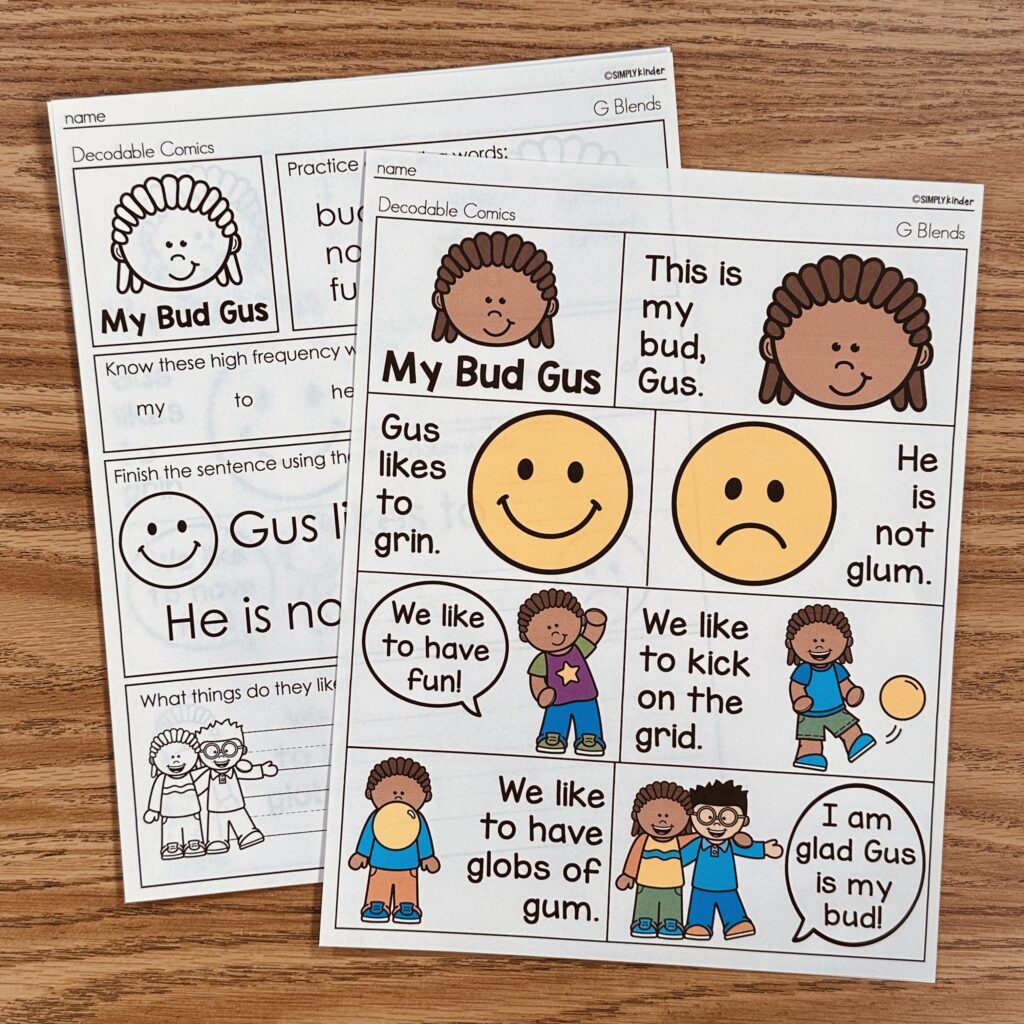 Blends Decodable Comics - Words With G Blends - Simply Kinder ...