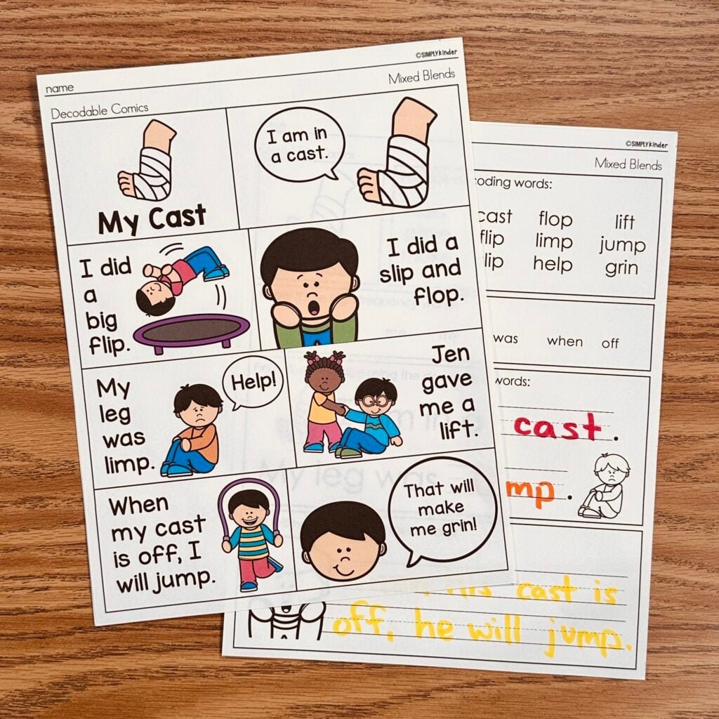 Blends Decodable Comics - Words With Mixed Blends - Simply Kinder ...