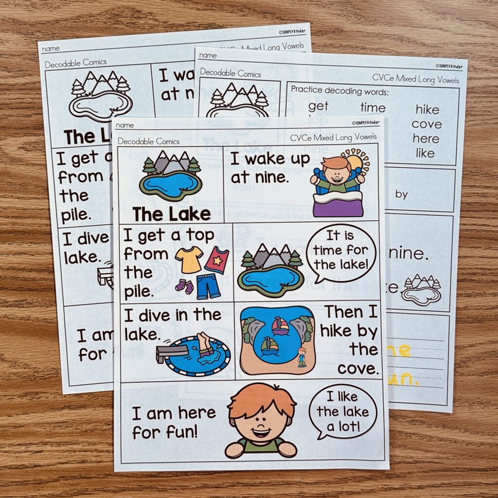 CVCe Decodable Comics Long Vowel - Simply Kinder + Printable Membership