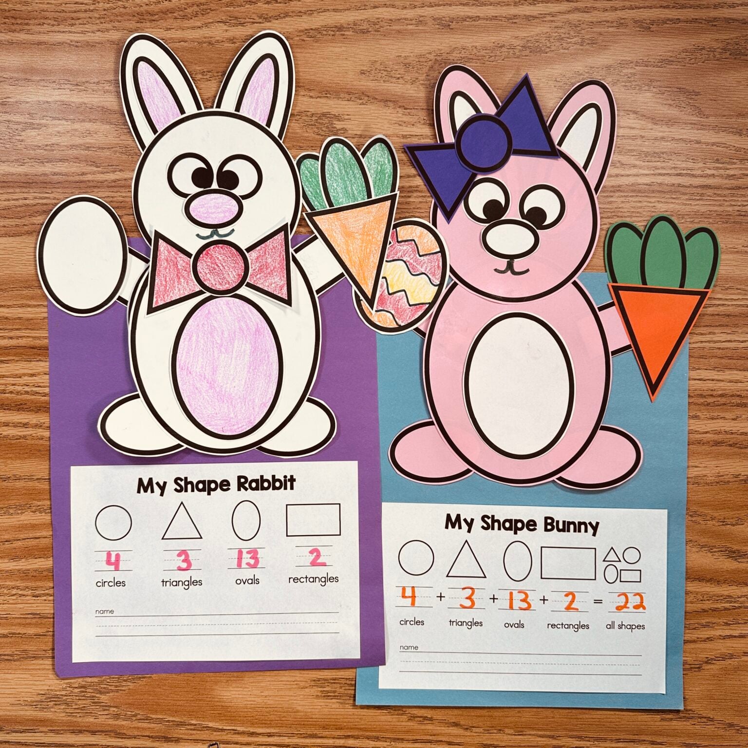Shape Bunny Math Craft - Simply Kinder + Printable Membership