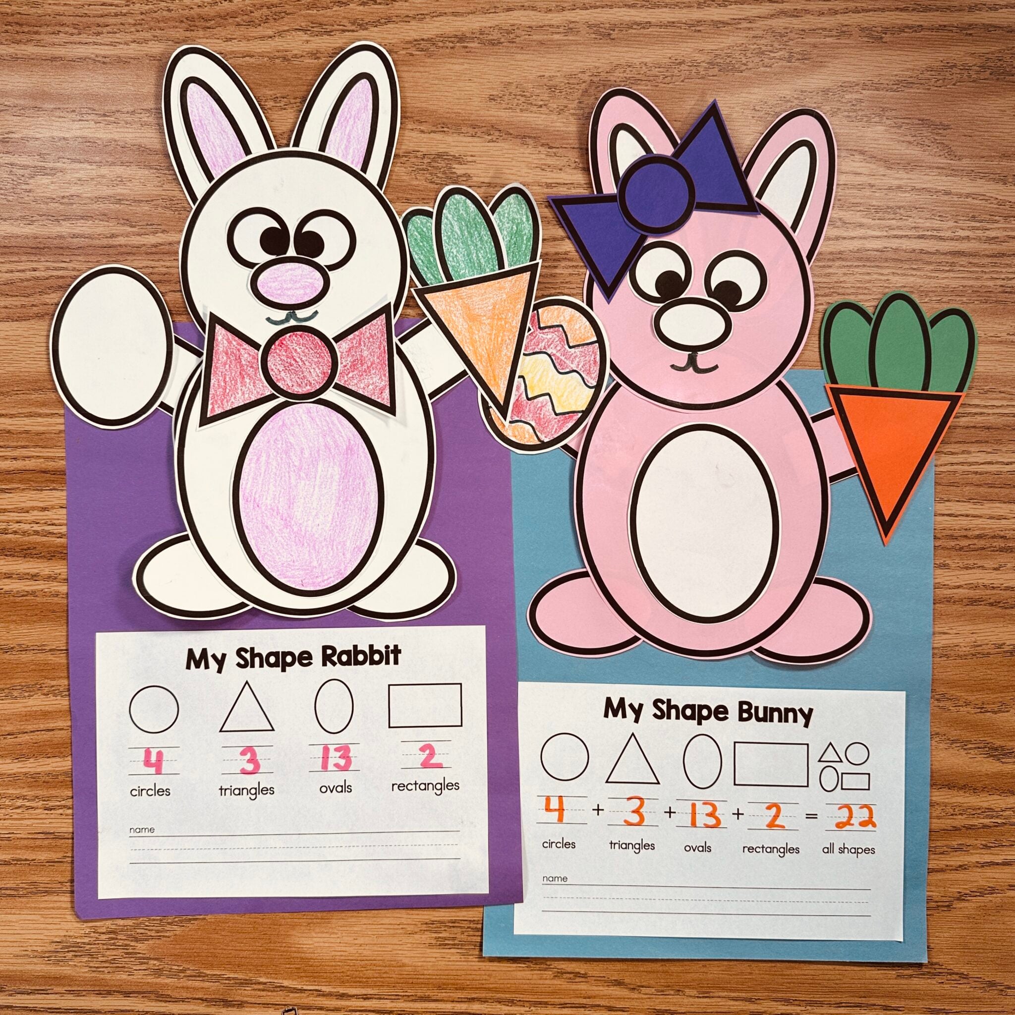 Shape Bunny Math Craft - Simply Kinder + Printable Membership