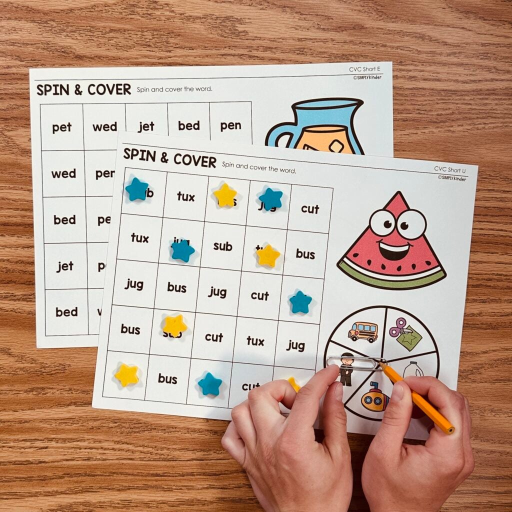 Summer CVC Spin And Cover No Prep Game - Simply Kinder + Printable ...