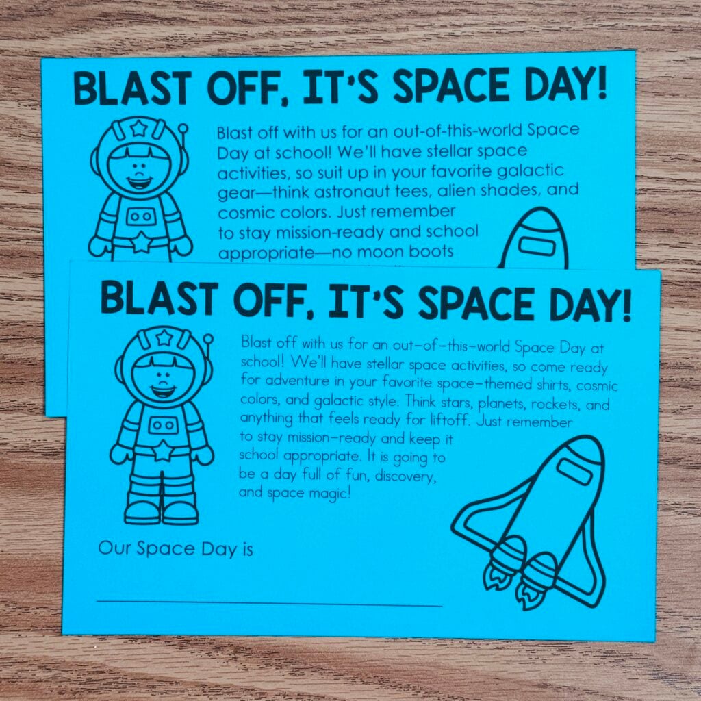 Space Day Flyer - Simply Kinder + Printable Membership