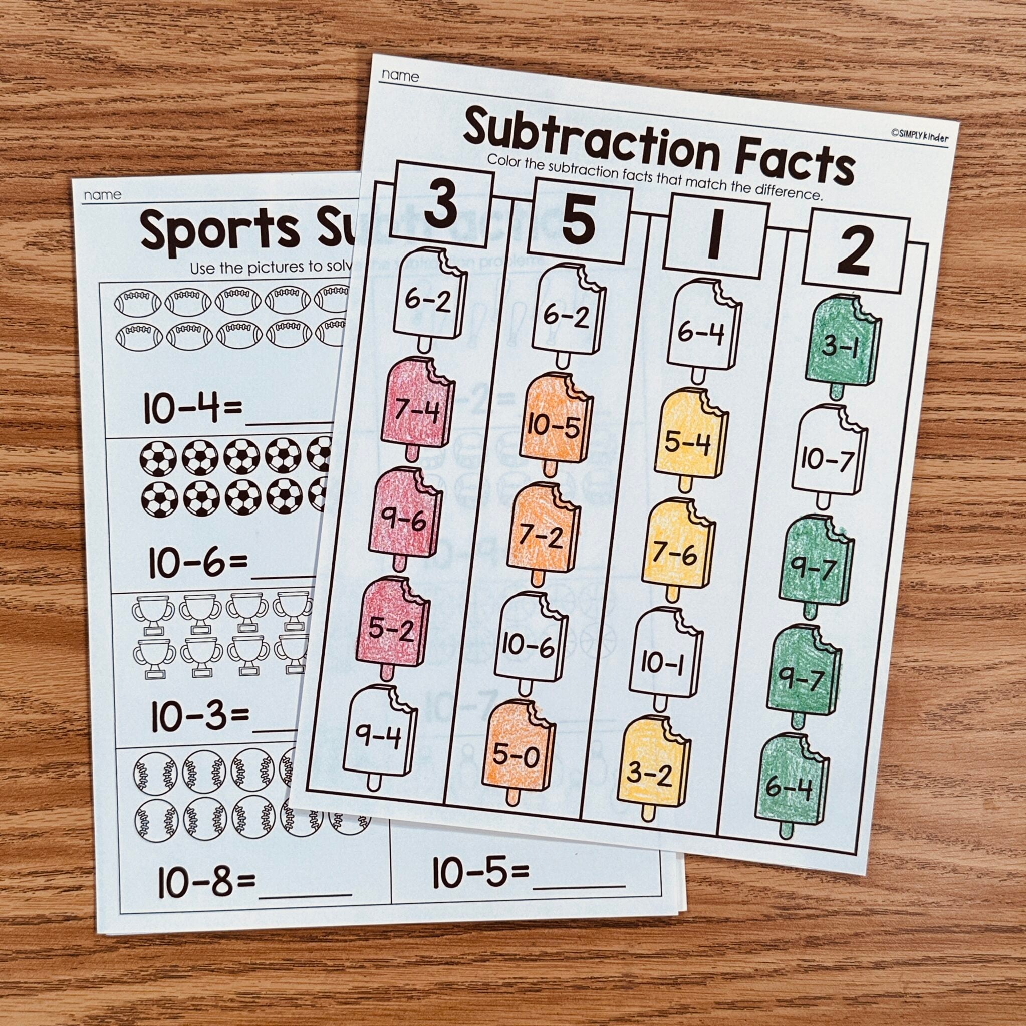 May Subtraction Printables - Simply Kinder + Printable Membership