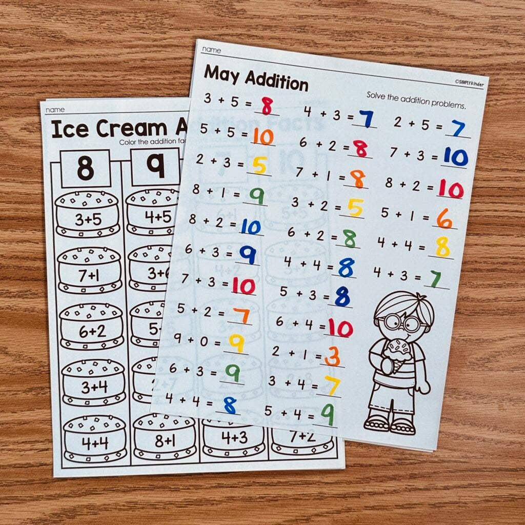 May Addition Printables - Simply Kinder + Printable Membership