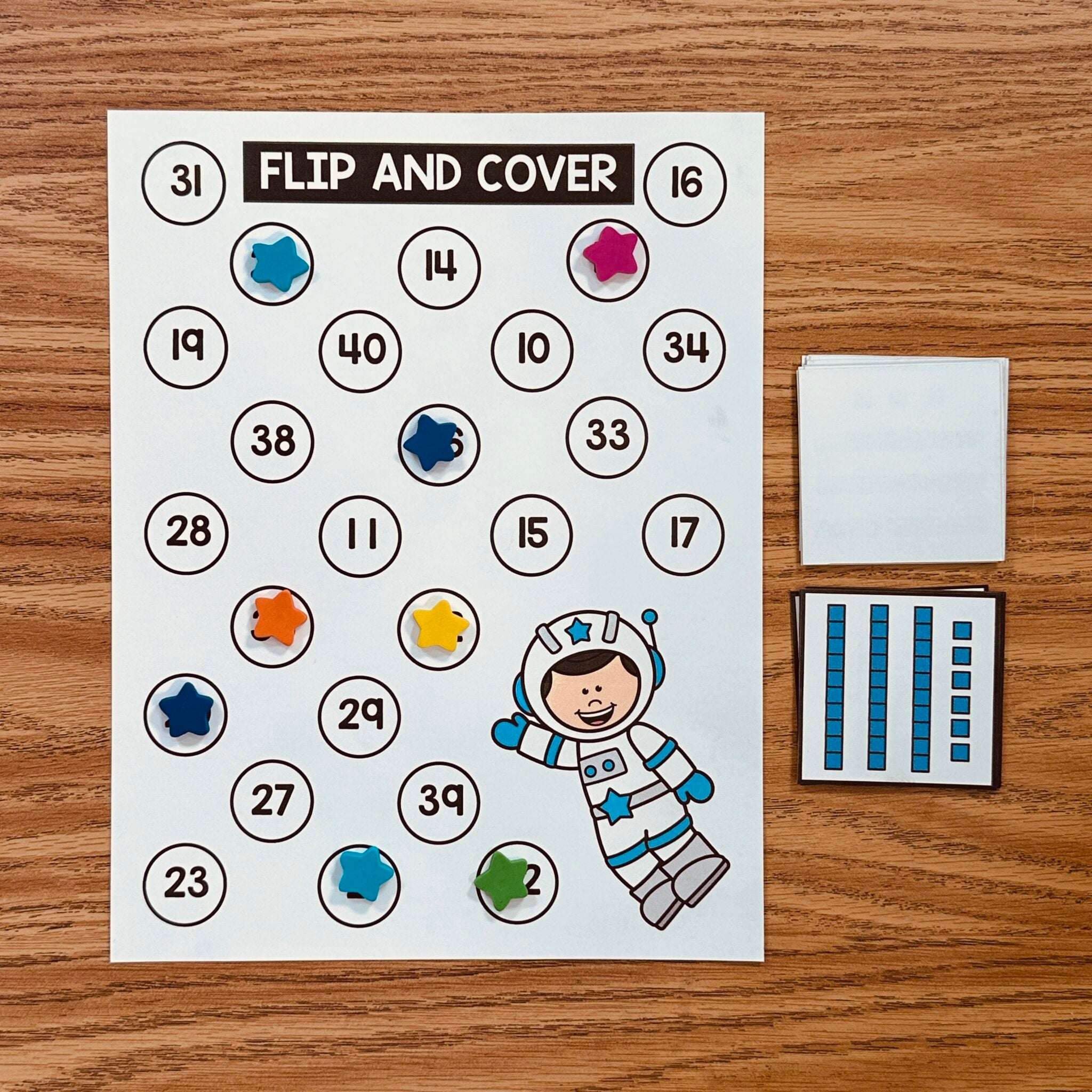Space Flip and Cover Math Center - Simply Kinder + Printable Membership
