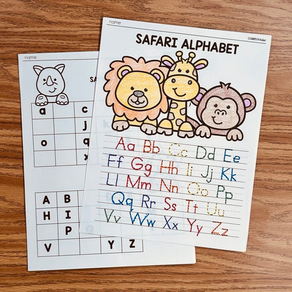 Safari Literacy Printables - Simply Kinder + Printable Membership