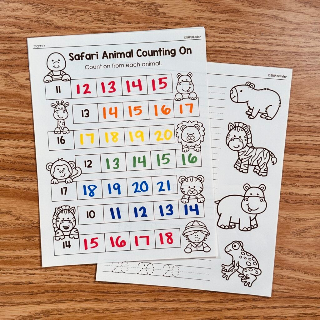 Safari Math Printables - Simply Kinder + Printable Membership