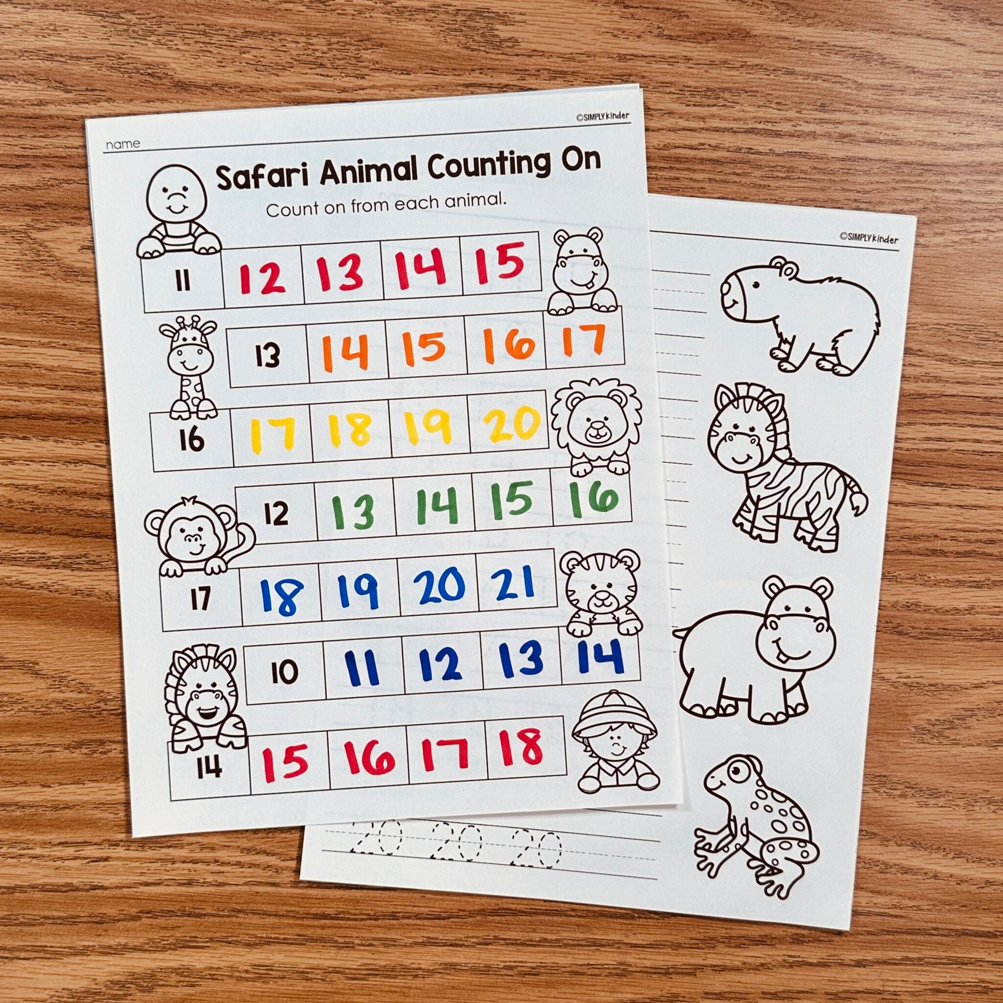 Safari Math Printables - Simply Kinder + Printable Membership