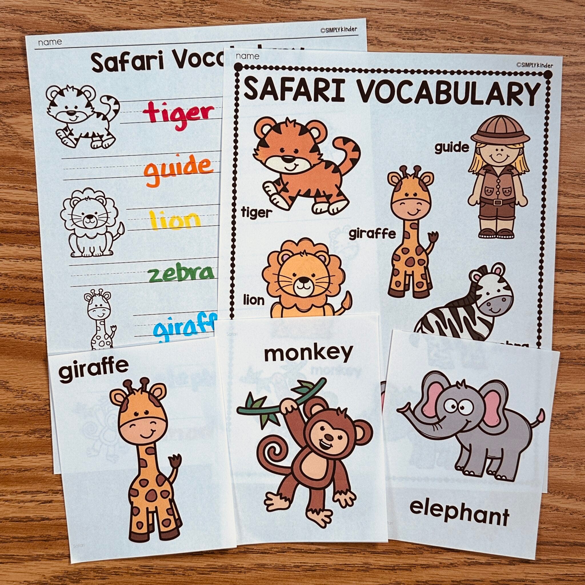 Safari Vocabulary - Simply Kinder + Printable Membership