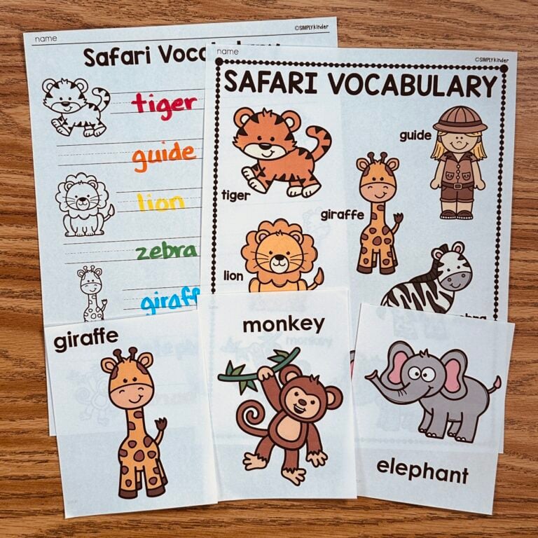 Safari Vocabulary - Simply Kinder + Printable Membership