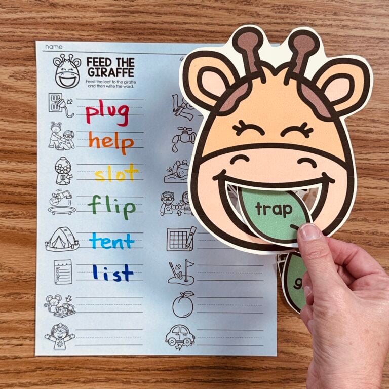 Safari Feed the Giraffe Blend Words Center - Simply Kinder + Printable ...
