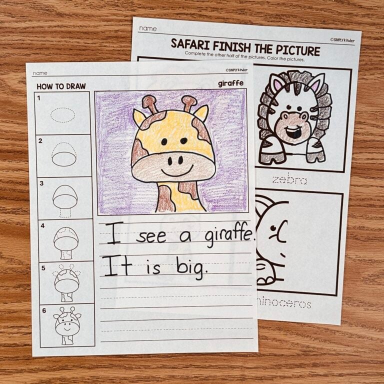 Safari Directed Drawing Printables - Simply Kinder + Printable Membership