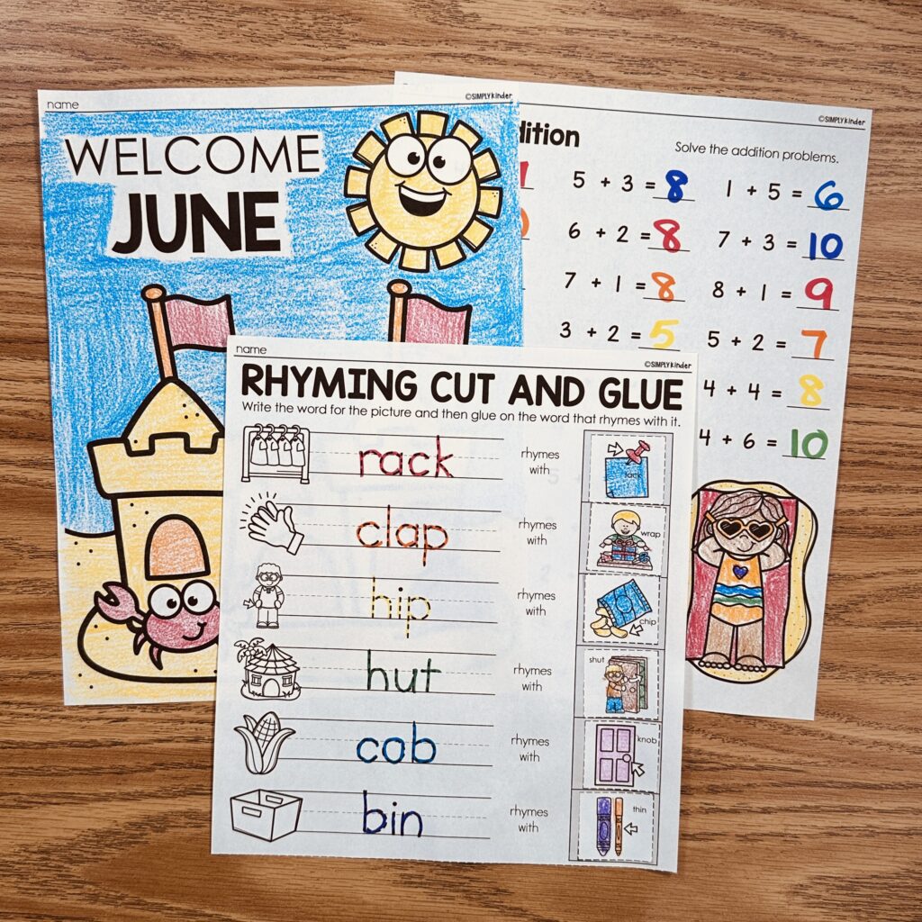 June No Prep Printables - Simply Kinder + Printable Membership