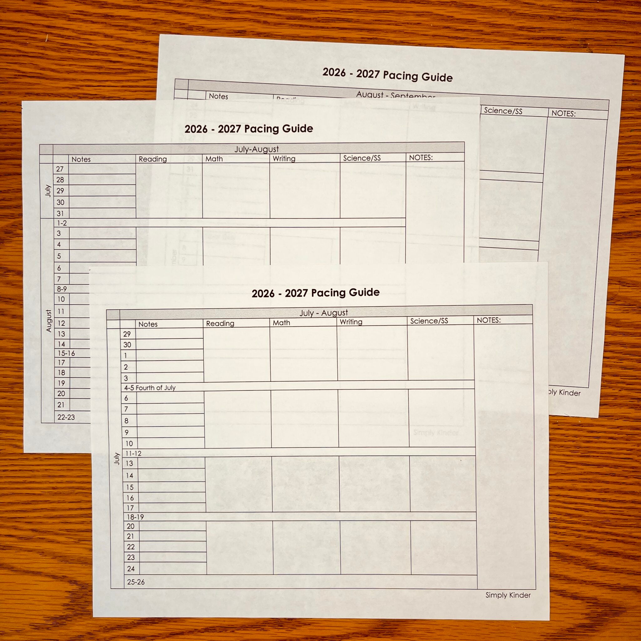 2026-2027 Editable Pacing Guide - Simply Kinder + Printable Membership