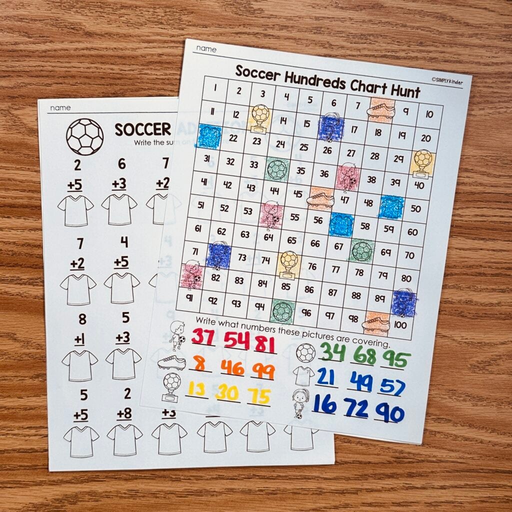 Soccer Math Printables - Simply Kinder + Printable Membership