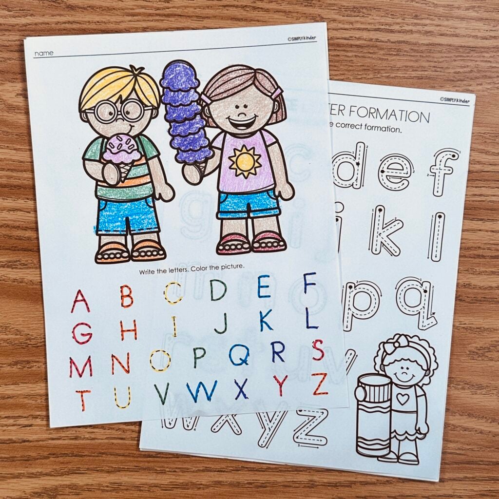 July No Prep Alphabet Pages - Simply Kinder + Printable Membership