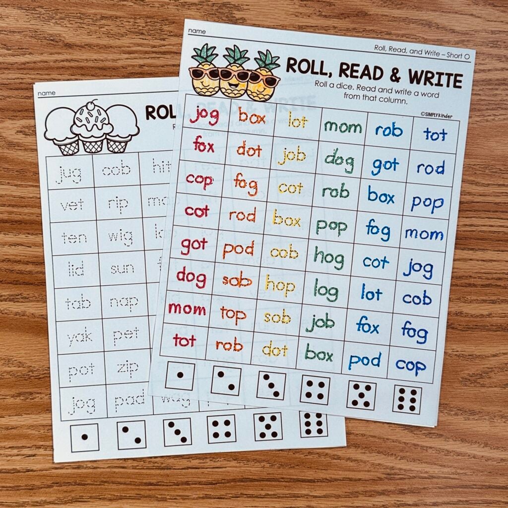 Summer CVC Roll, Read, And Write - Simply Kinder + Printable Membership