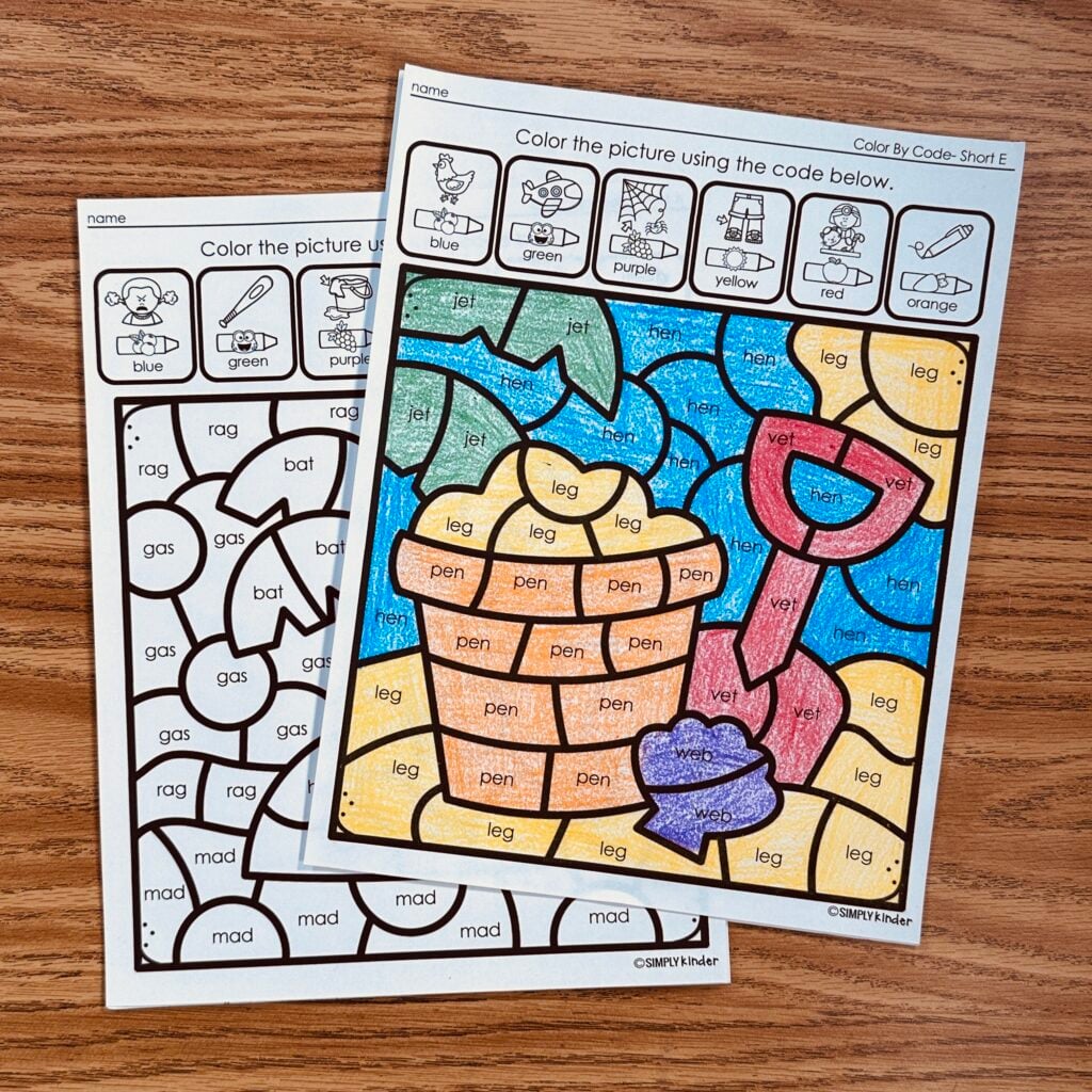Summer CVC Color By Codes Printables - Simply Kinder + Printable Membership
