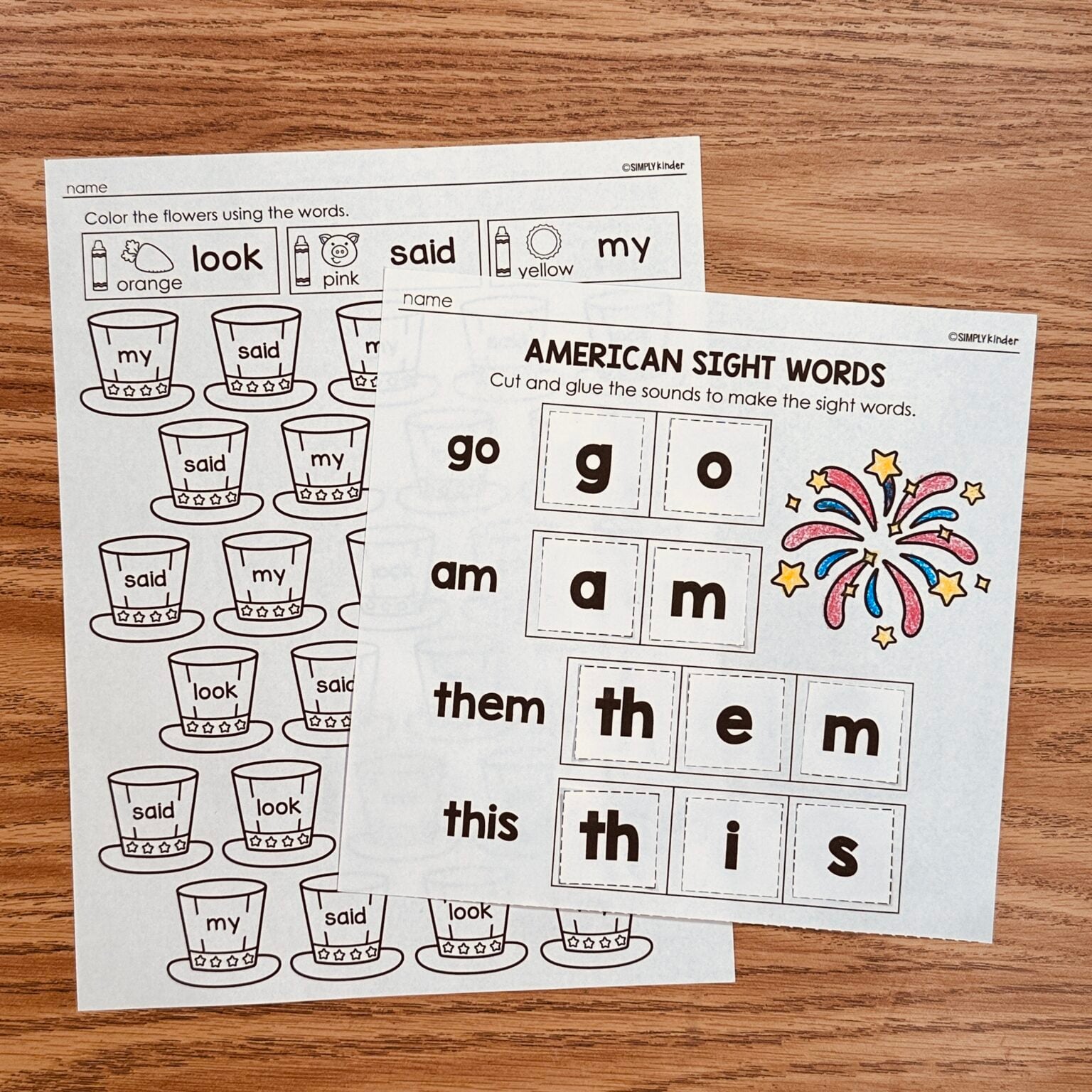 Happy Birthday America Sight Word Printable - Simply Kinder + Printable ...