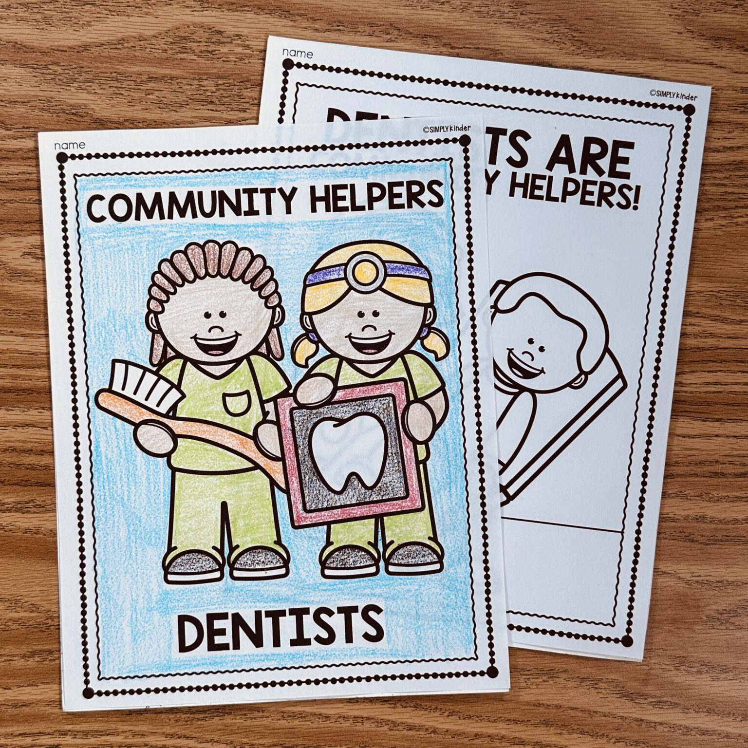 Dentist Community Helper Cover Pages - Simply Kinder + Printable Membership