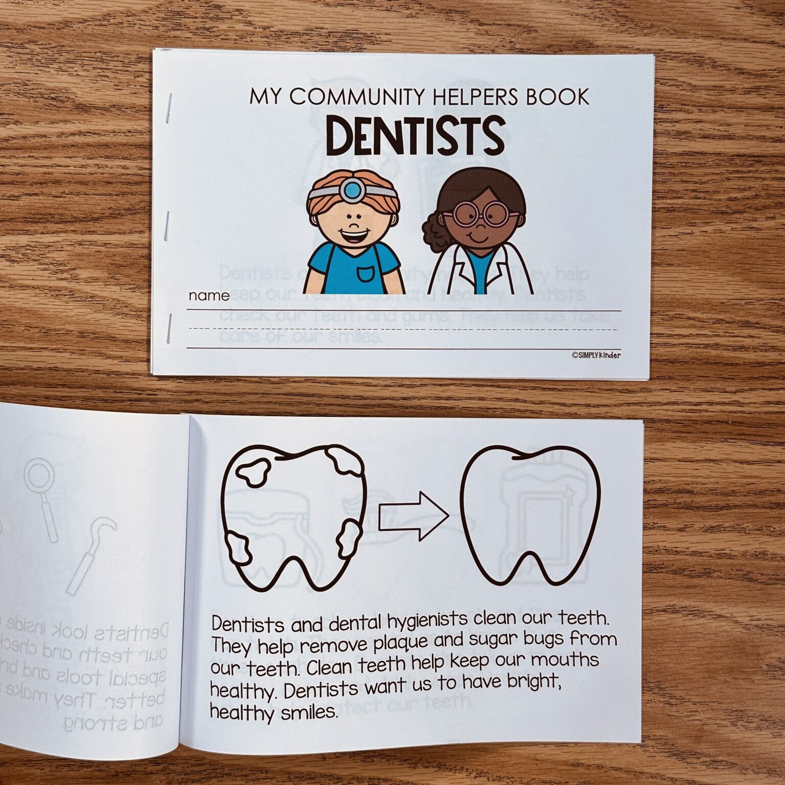 Dentist Community Helper Reader - Simply Kinder + Printable Membership