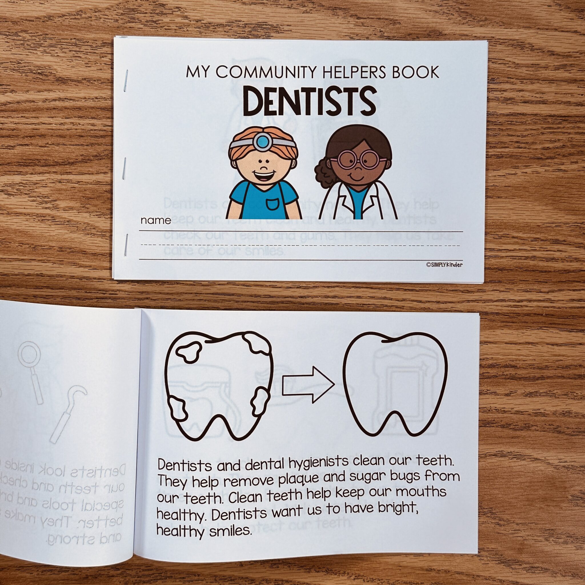 Dentist Community Helper Reader - Simply Kinder + Printable Membership