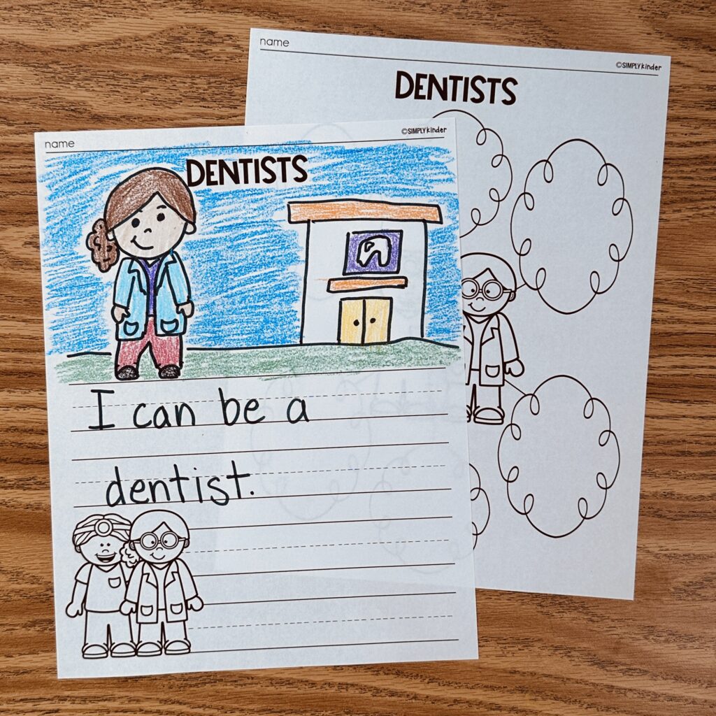 Dentist Community Helper Writing Pages - Simply Kinder + Printable ...