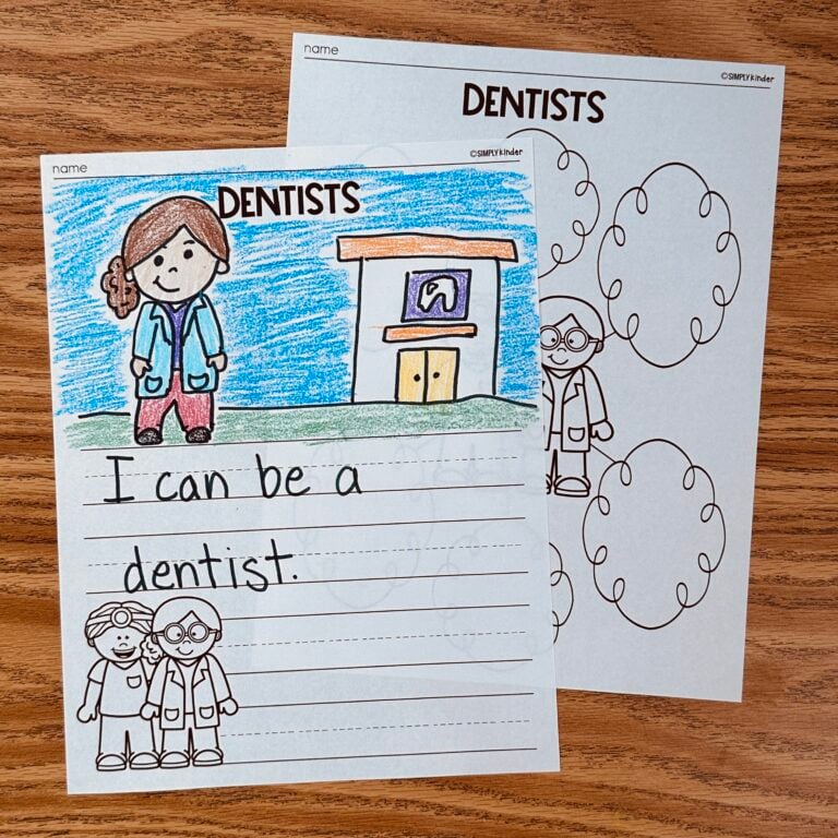 Dentist Community Helper Writing Pages - Simply Kinder + Printable ...