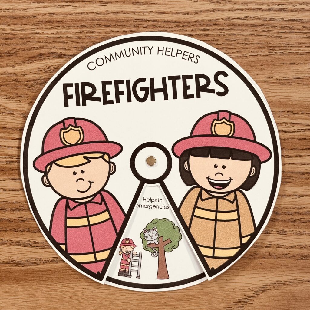 Firefighter Community Helper Vocabulary Wheel - Simply Kinder ...