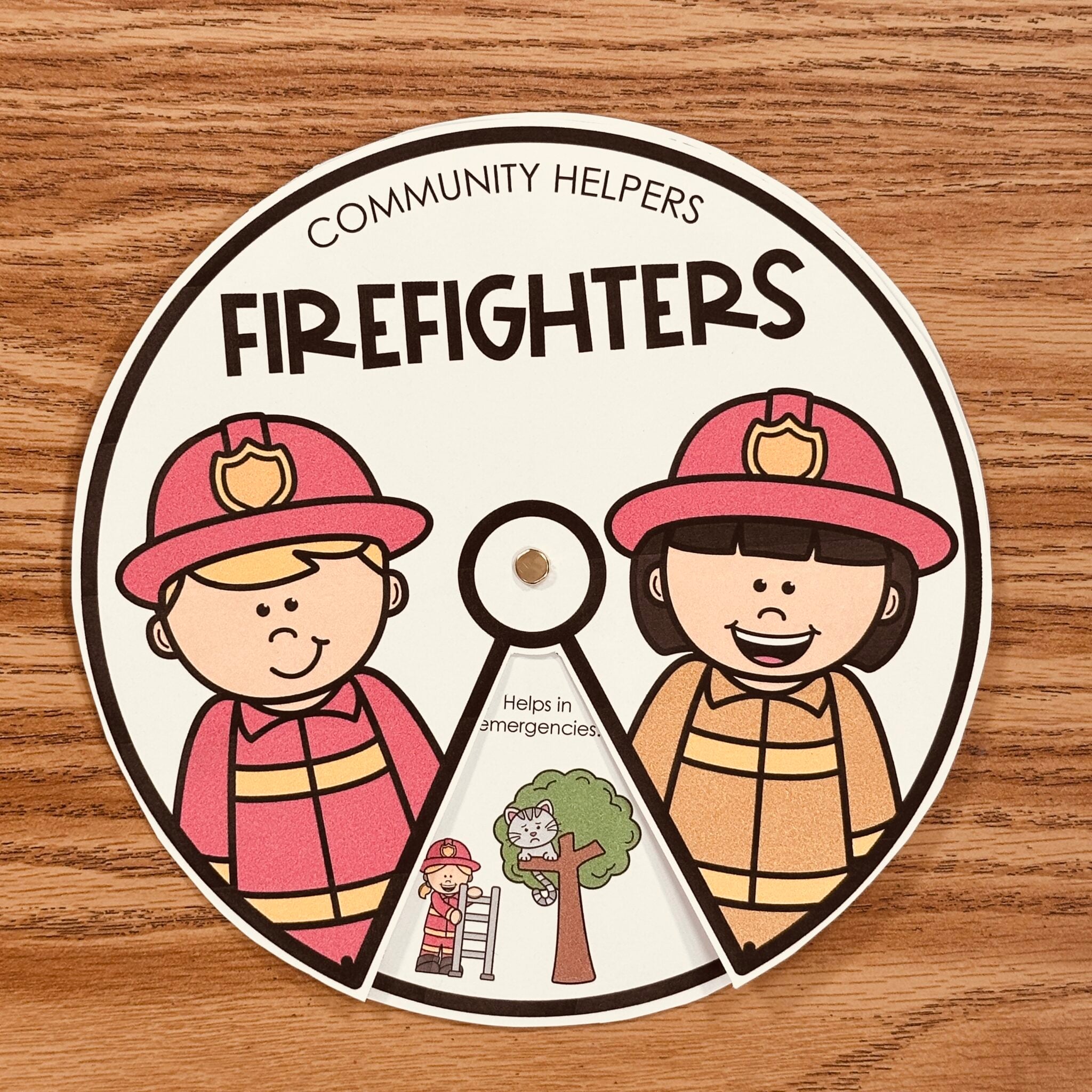 Firefighter Community Helper Vocabulary Wheel - Simply Kinder ...