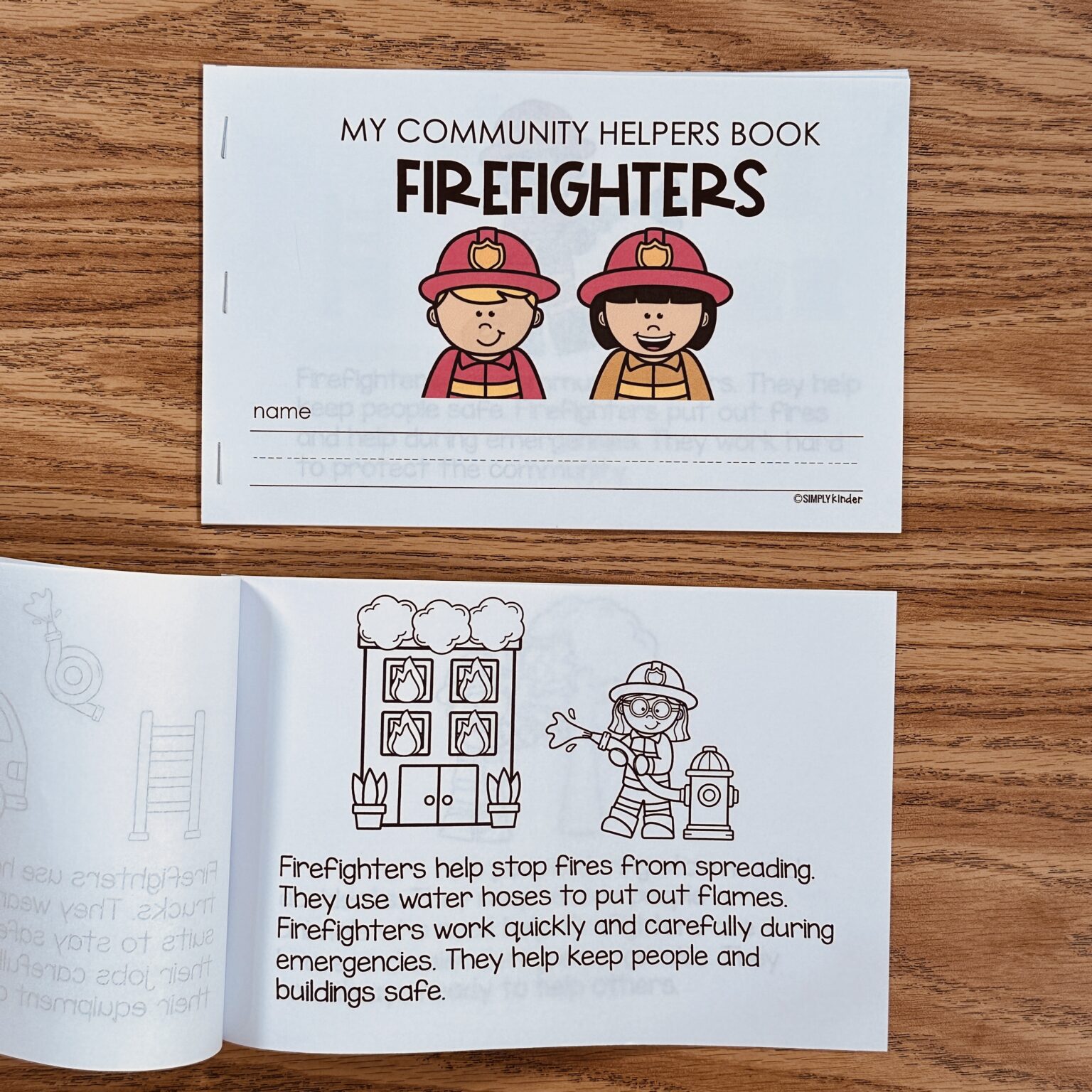 Firefighter Community Helper Reader - Simply Kinder + Printable Membership