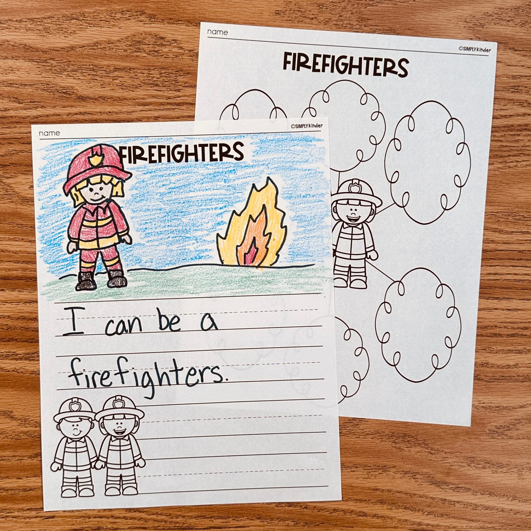 Firefighter Community Helper Writing Pages - Simply Kinder + Printable ...