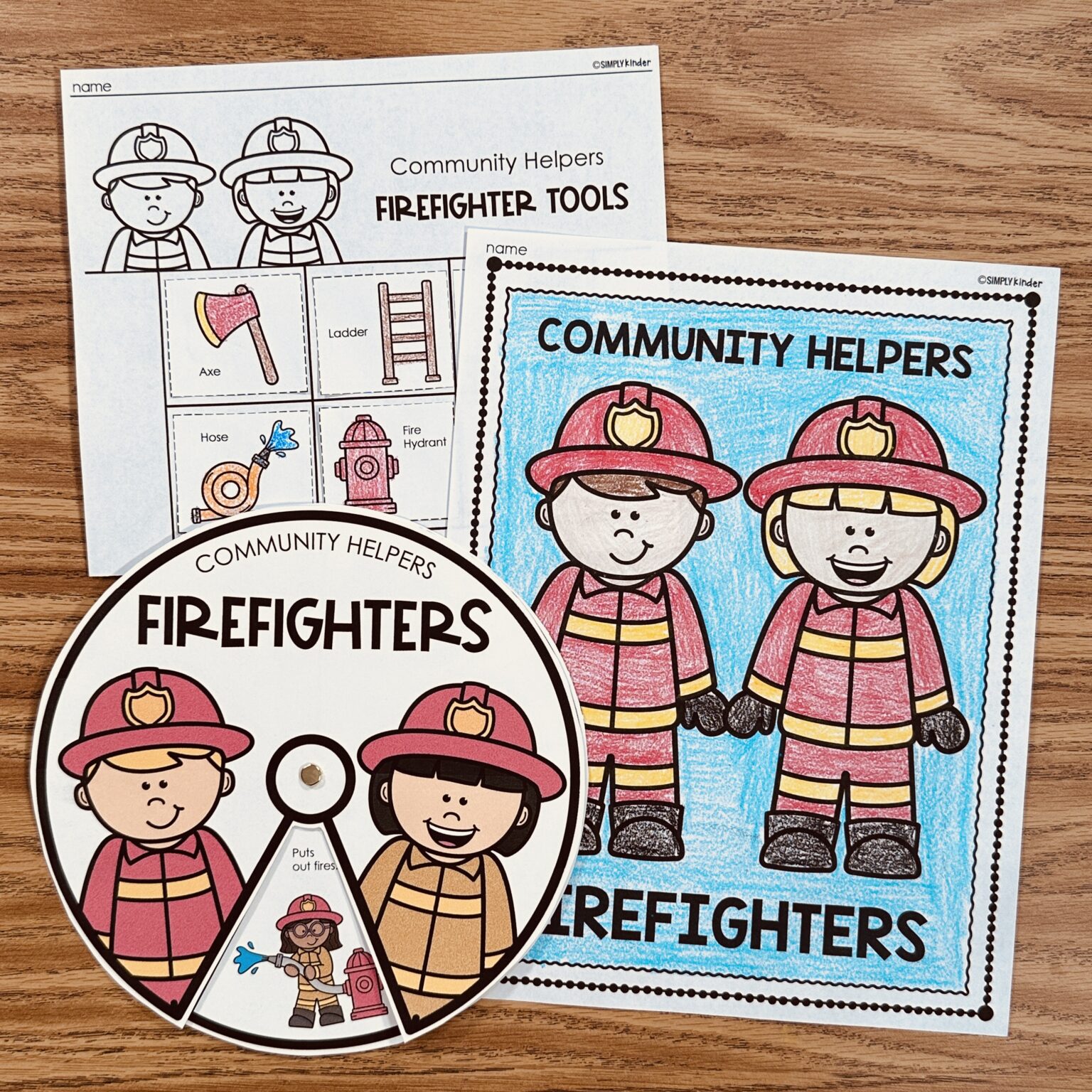 Firefighters Community Helper Activities - Simply Kinder + Printable ...