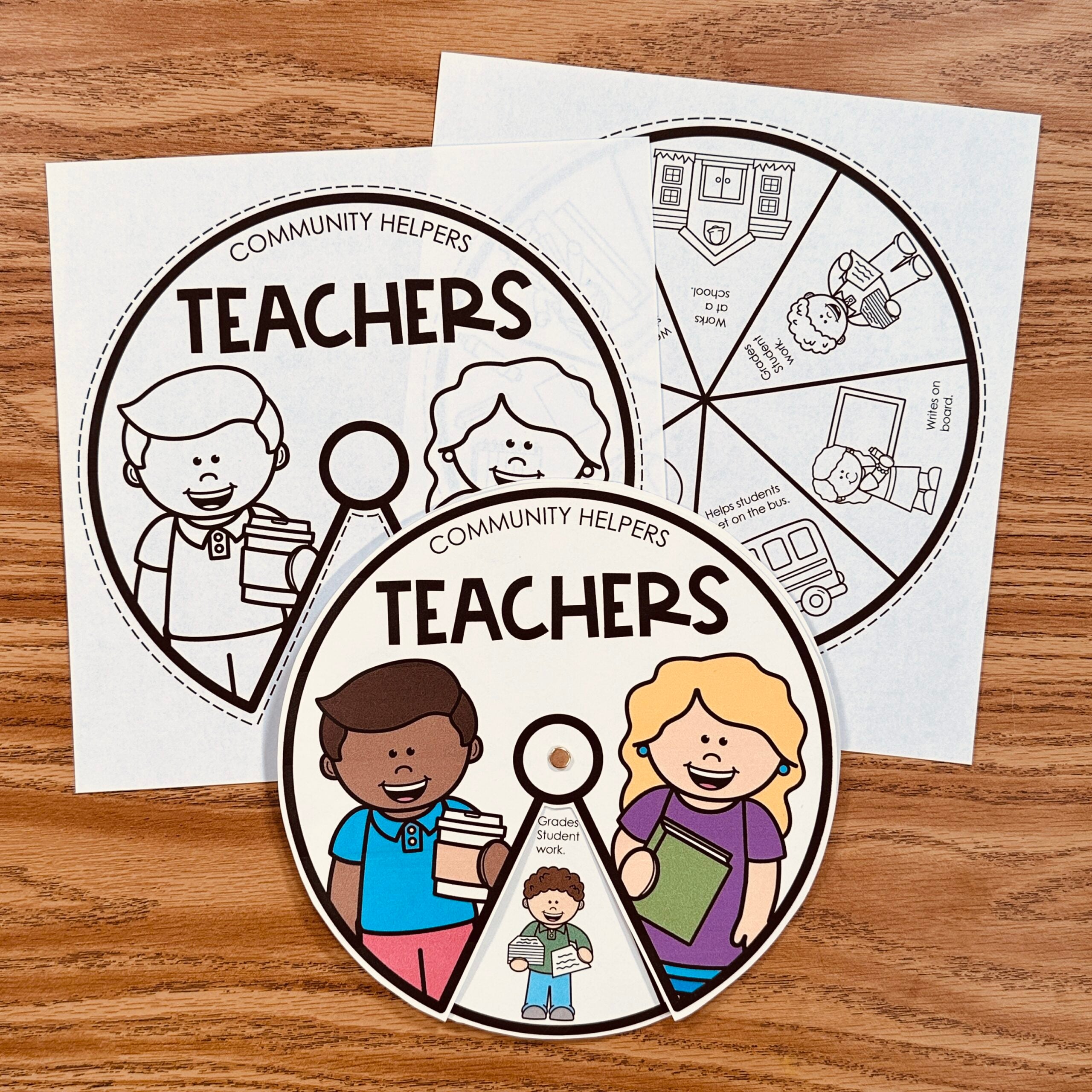 Teacher Community Helper Vocabulary Wheel - Simply Kinder + Printable ...