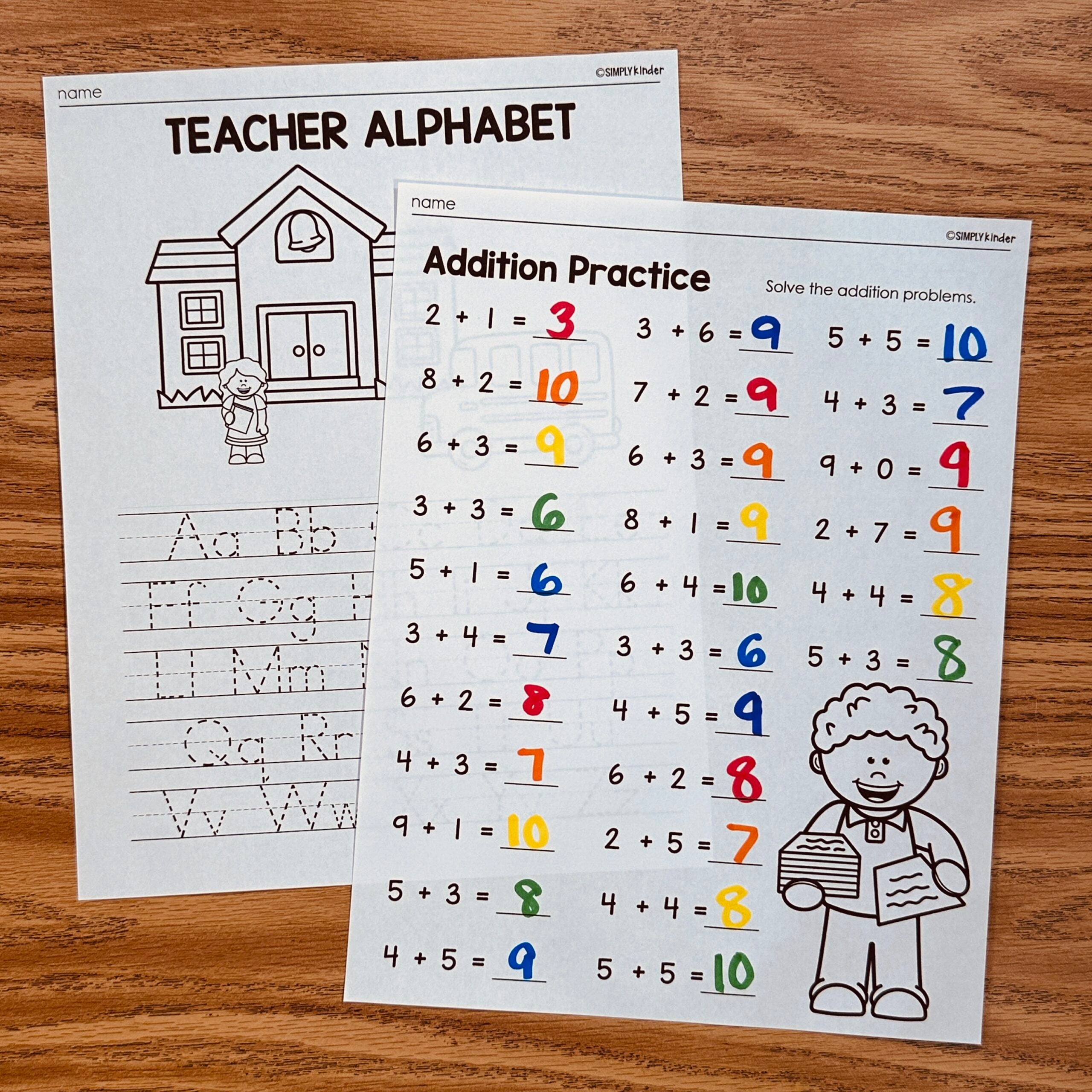 Teacher Community Helper Literacy And Math Printables - Simply Kinder ...