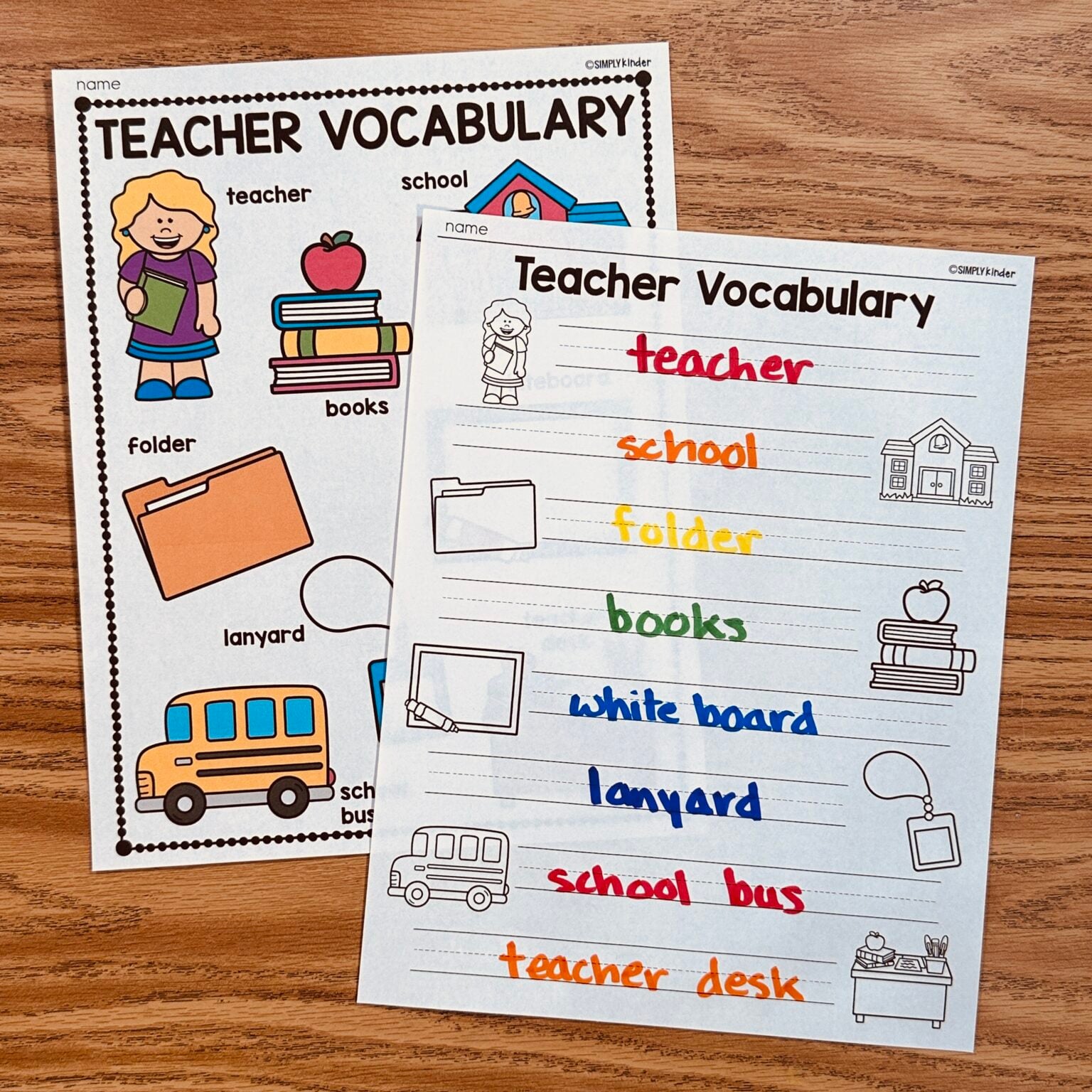 Teacher Vocabulary - Simply Kinder + Printable Membership