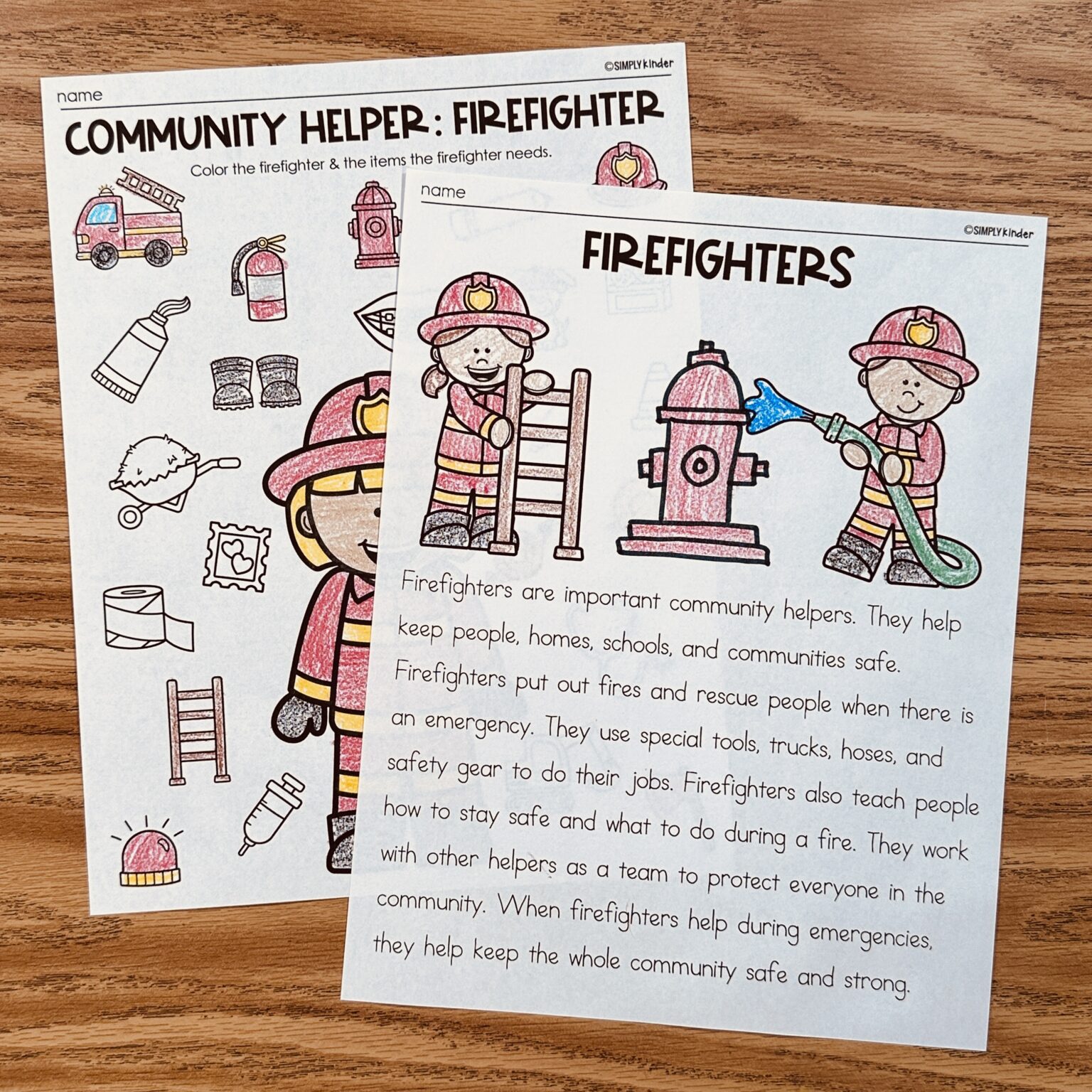 Firefighter Community Helper Informational Passage & Sorting Printables ...