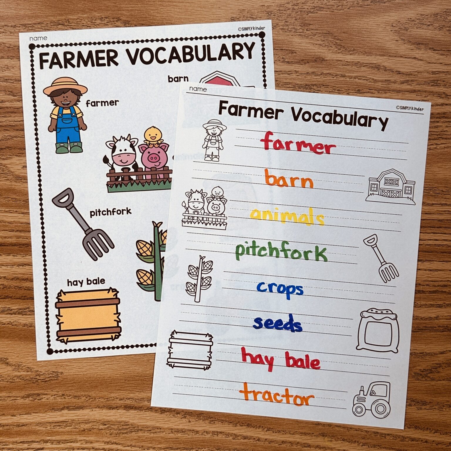 Farmer Vocabulary - Simply Kinder + Printable Membership