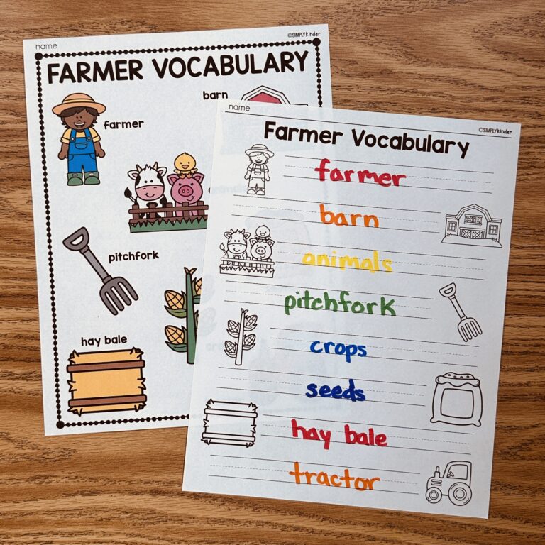 Farmer Vocabulary - Simply Kinder + Printable Membership