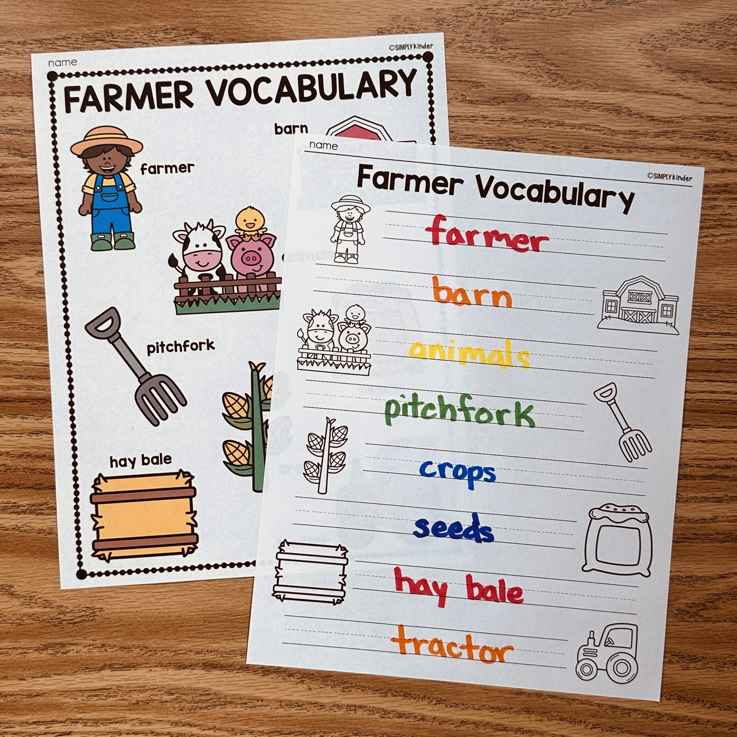Farmer Vocabulary - Simply Kinder + Printable Membership
