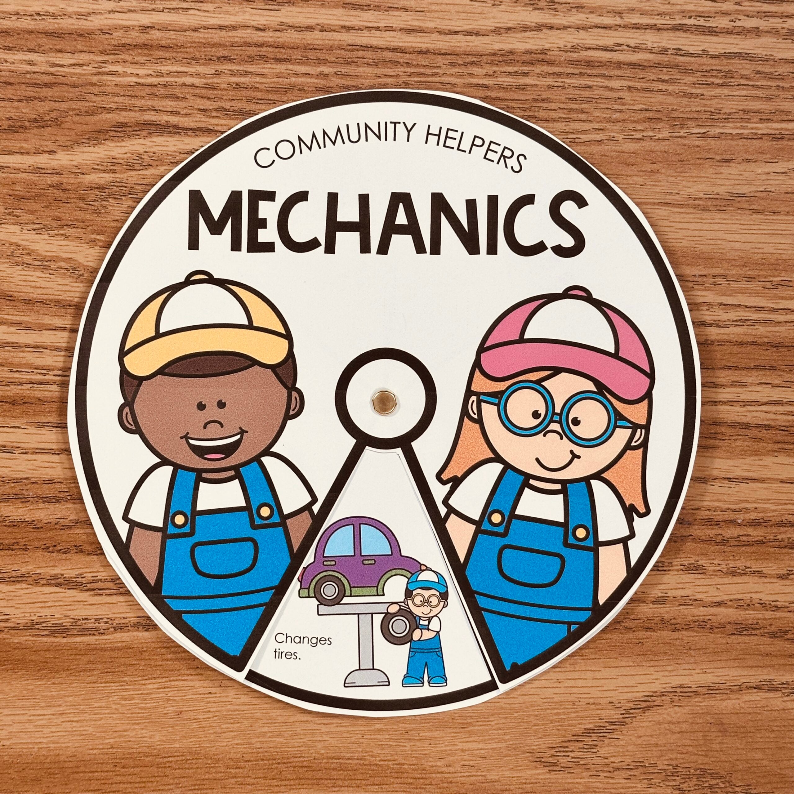 Mechanic Community Helper Vocabulary Wheel - Simply Kinder + Printable ...