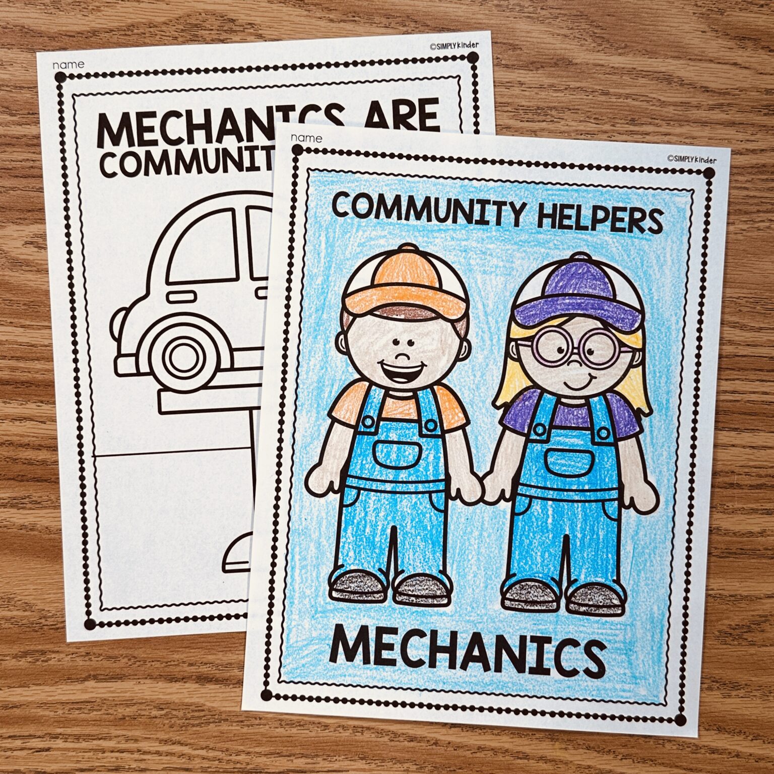 Mechanic Community Helper Cover Pages - Simply Kinder + Printable ...