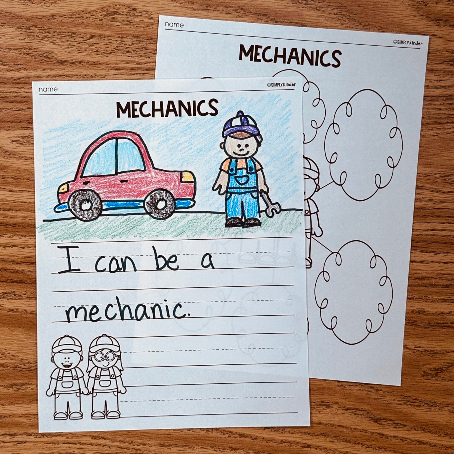 Mechanic Community Helper Writing Pages - Simply Kinder + Printable ...