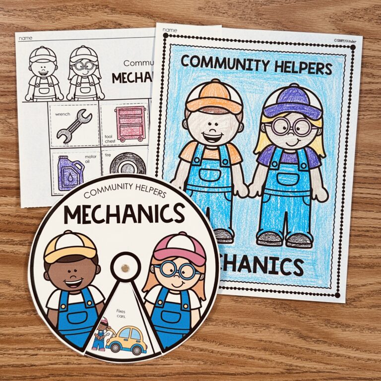 Mechanic Community Helper Activities - Simply Kinder + Printable Membership